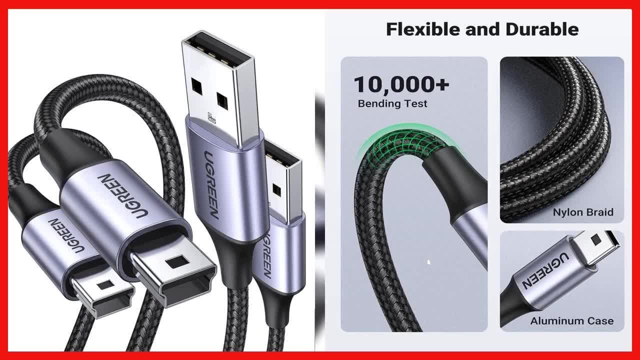 UGREEN Mini USB Cable 3ft, 2 Pack USB Mini B 2 0 Cable Nylon Braided ...