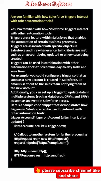 Salesforce trigger interview questions and answers #salesforce #salesforcelwc - YouTube