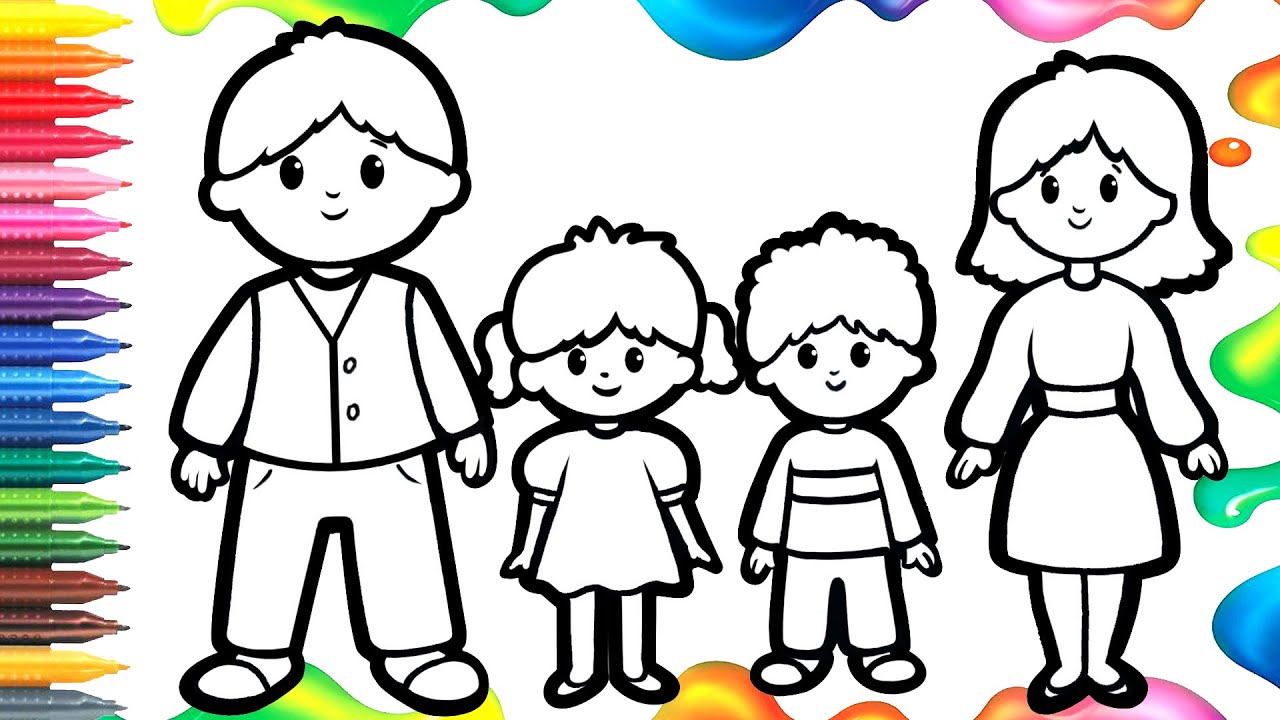 How to draw a family for children/Drawing for kids - YouTube