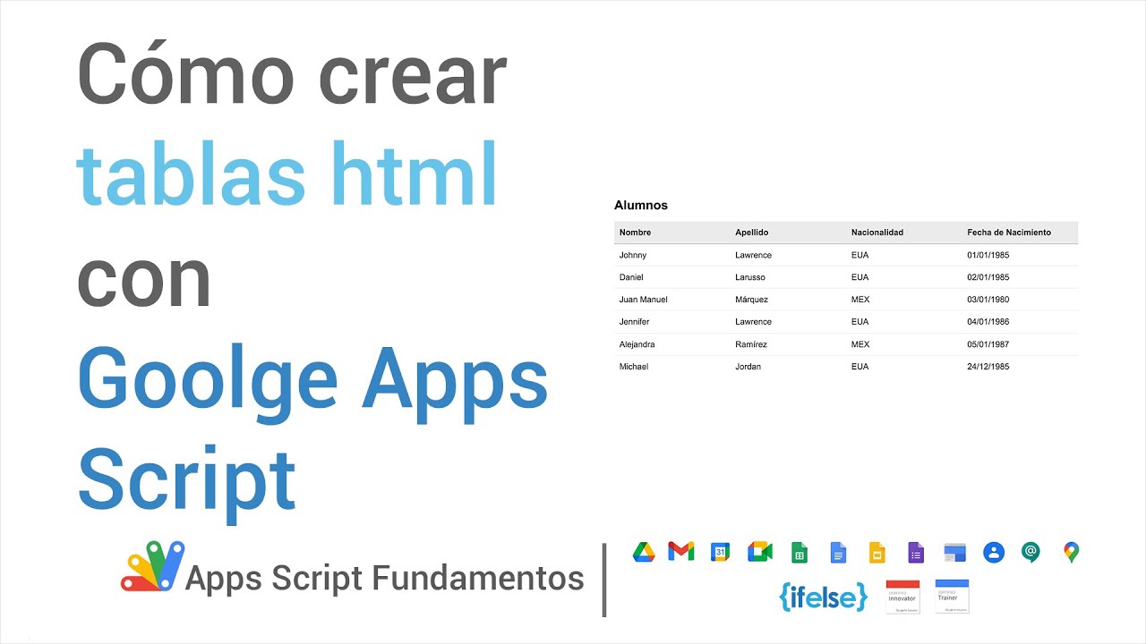 Google Apps Script 18 - Tablas html dinámicas - YouTube