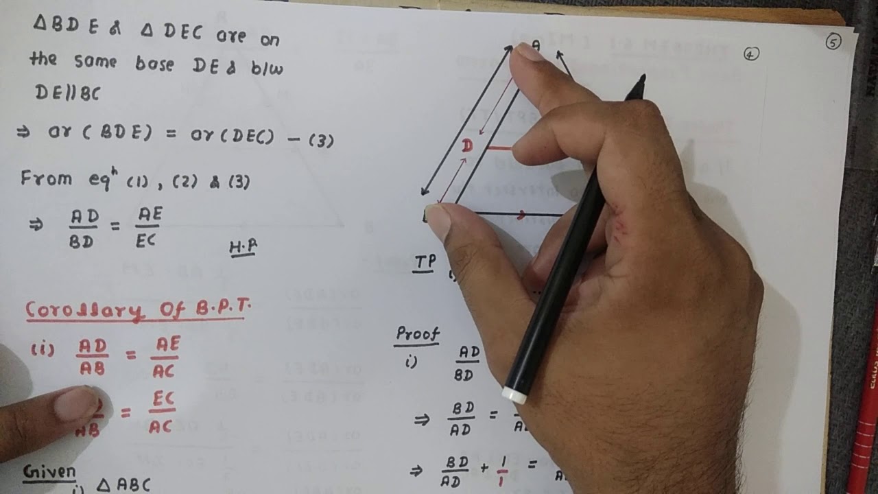 10th l Math l Ch 6 Triangle l L2 l Corollary of BPT+ Converse BPT - YouTube