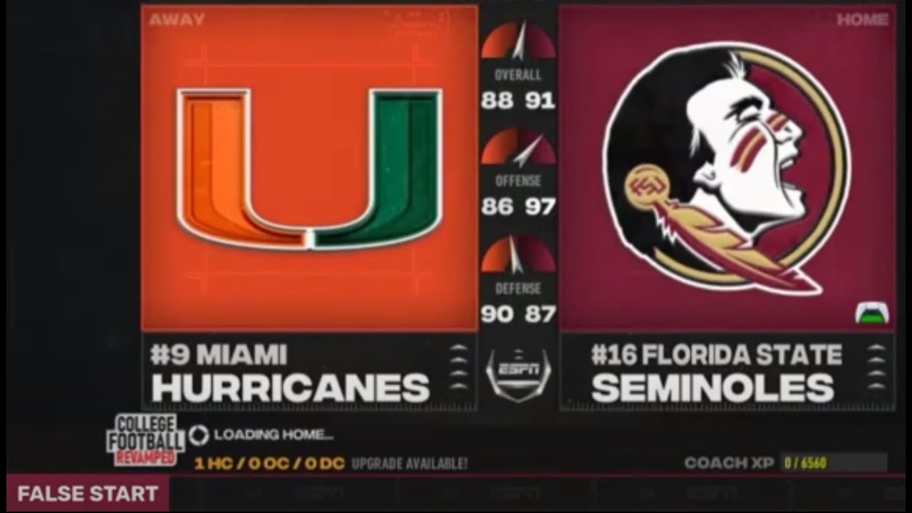 NCAA: False Start: 2023 W10: 9 Miami @ 16 Florida State - YouTube