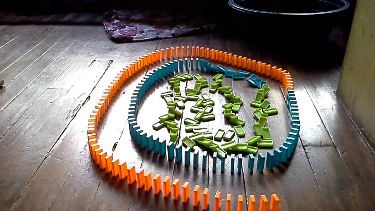 Domino line over 240 dominoes - YouTube