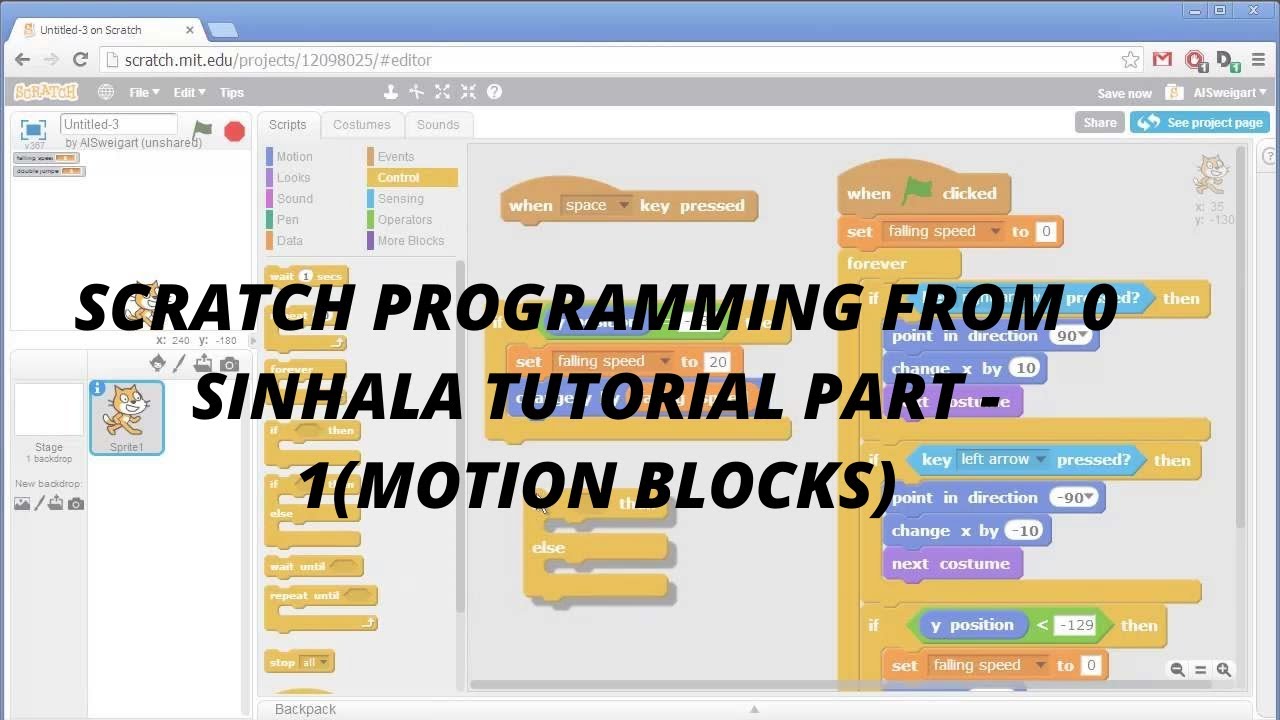 SCRATCH PROGRAMMING FROM 0 SINHALA TUTORIAL PART - 1(MOTION BLOCKS ...