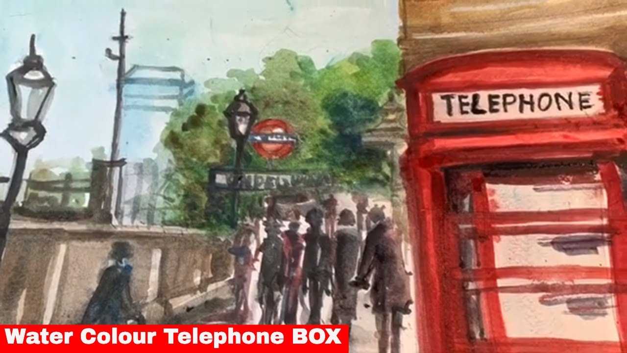 A Telephone Box Water Colour Painting/ Autumn Challenge Day 14 /water ...