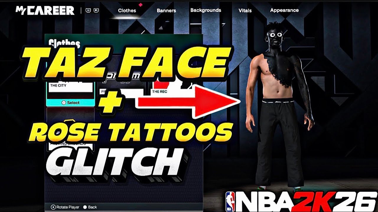 *NEW* HOW TO GET TAZ FACE GLITCH + ROSE TATTOOS IN NBA 2k26! - YouTube