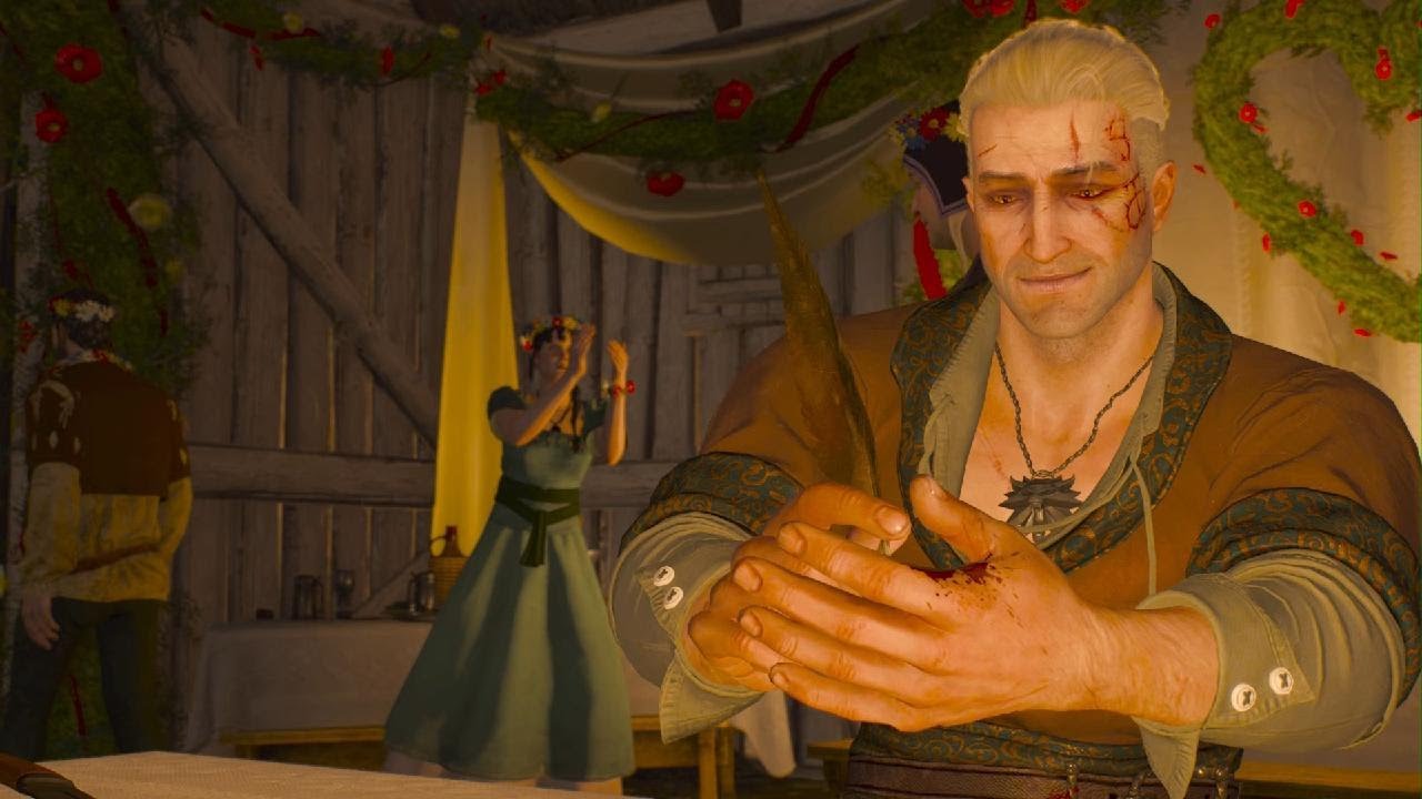 Witcher 3 Heart of stones Geralt writing in blood - YouTube