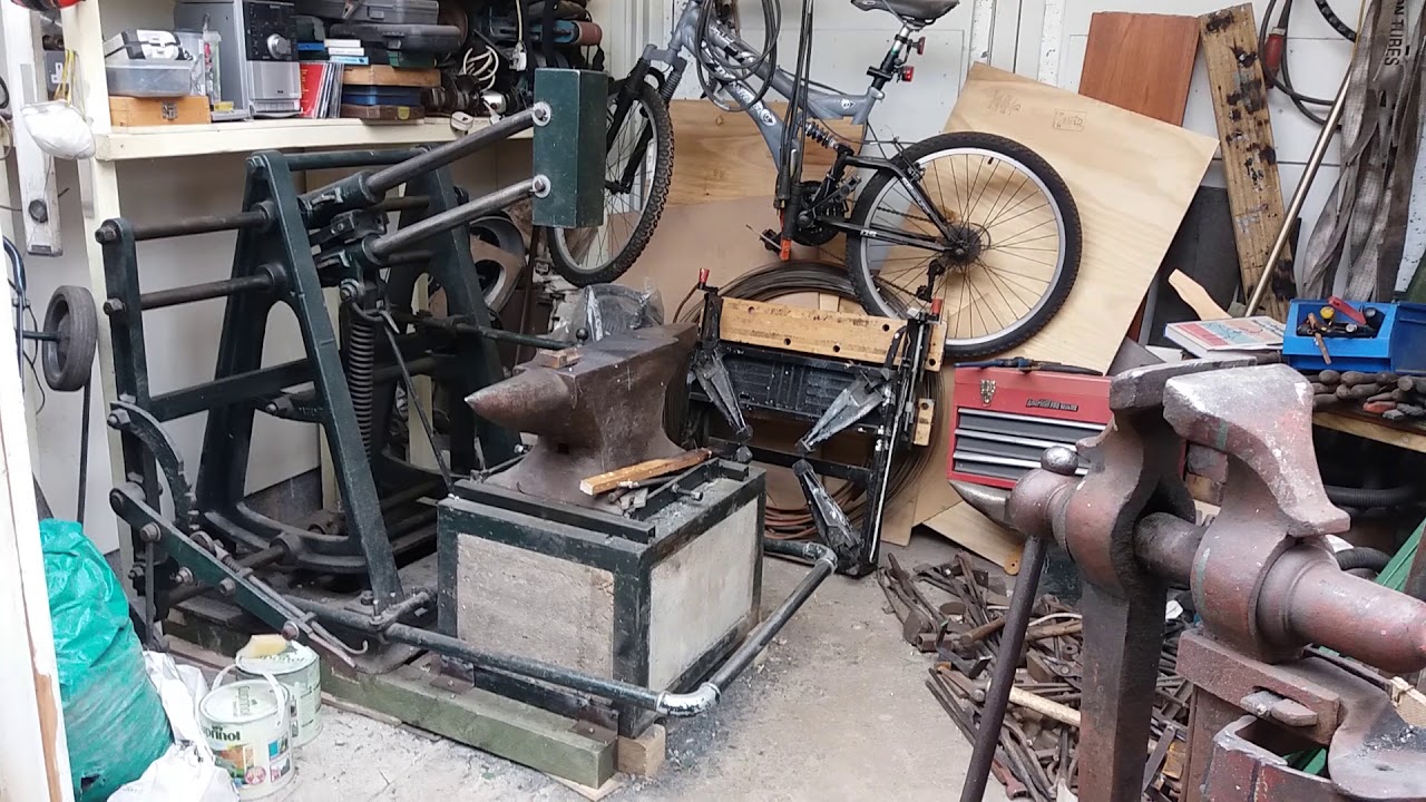 blacksmith's treadle hammer - YouTube
