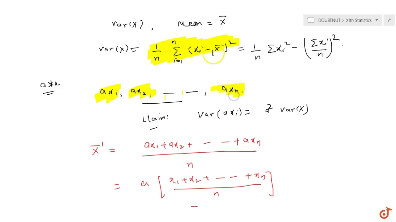 Let `x_1,\\ x_2 ,\\ x_n` values of variable `X` and let `\' a^(prime ...