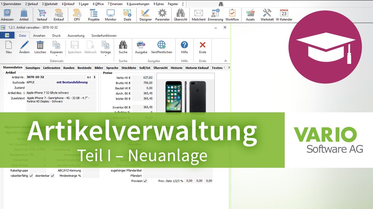 Artikelverwaltung: Neue Artikel in der VARIO 8 Warenwirtschaft anlegen ...