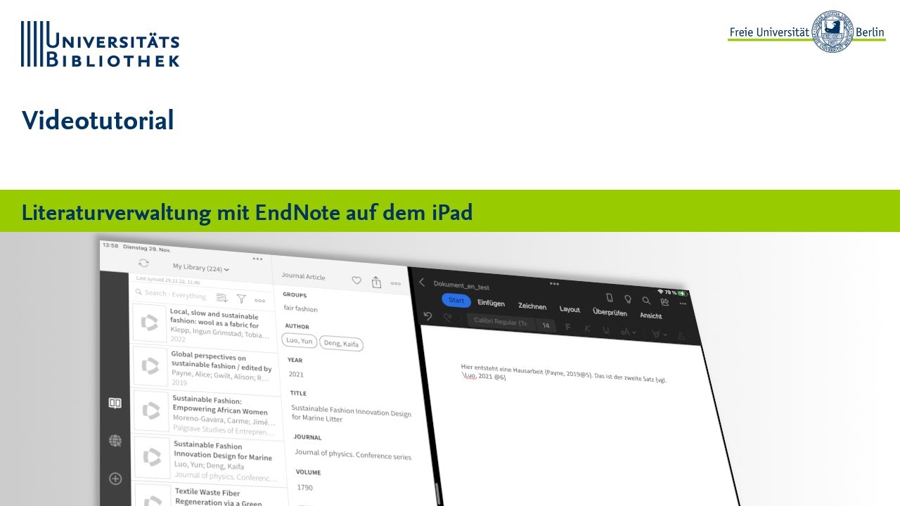 Literaturverwaltung mit EndNote auf dem iPad - YouTube