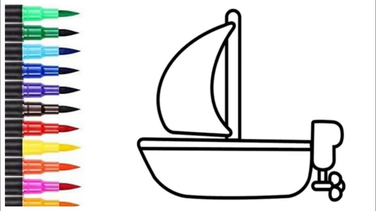 How to draw boat ⛵ for kids and Toddler||Drawing and colouring for ...