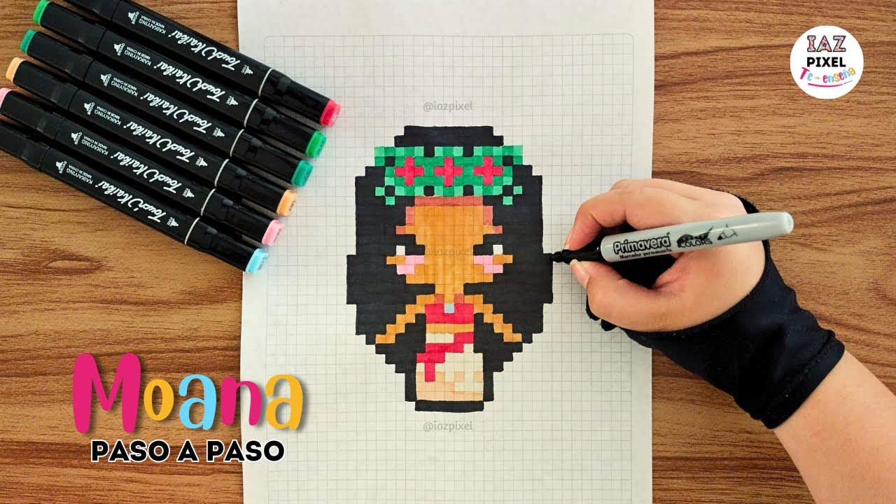 Como dibujar a MOANA en PIXEL ART – Tutorial paso a paso #princesa # ...