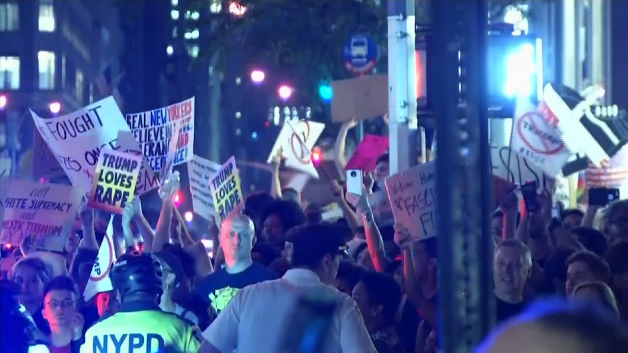 Raw: Protests Outside Trump Tower, New York - YouTube