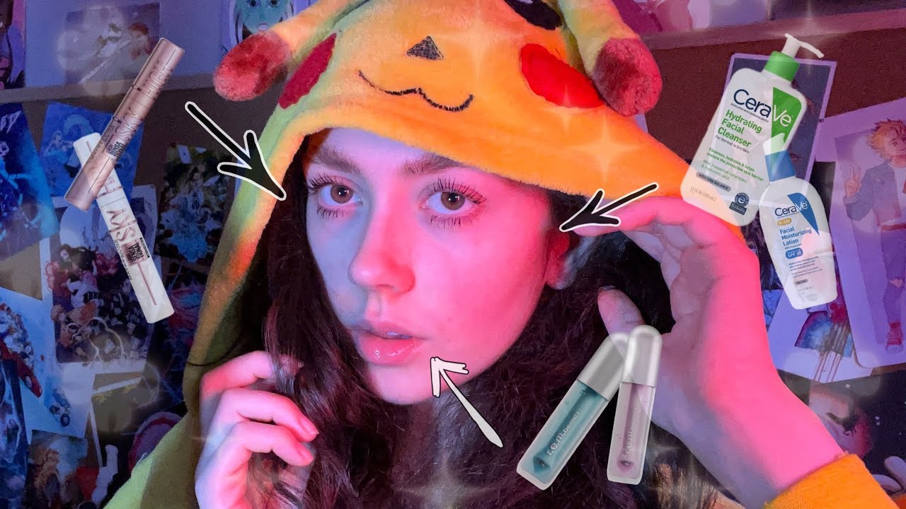 ASMR | my skincare, makeup, haircare, and nail routine ( slow and ...