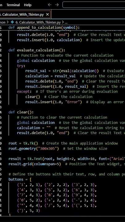 6 Calculator With Tkinter Python Projects Learningpython Coding Pythonchallenge Python