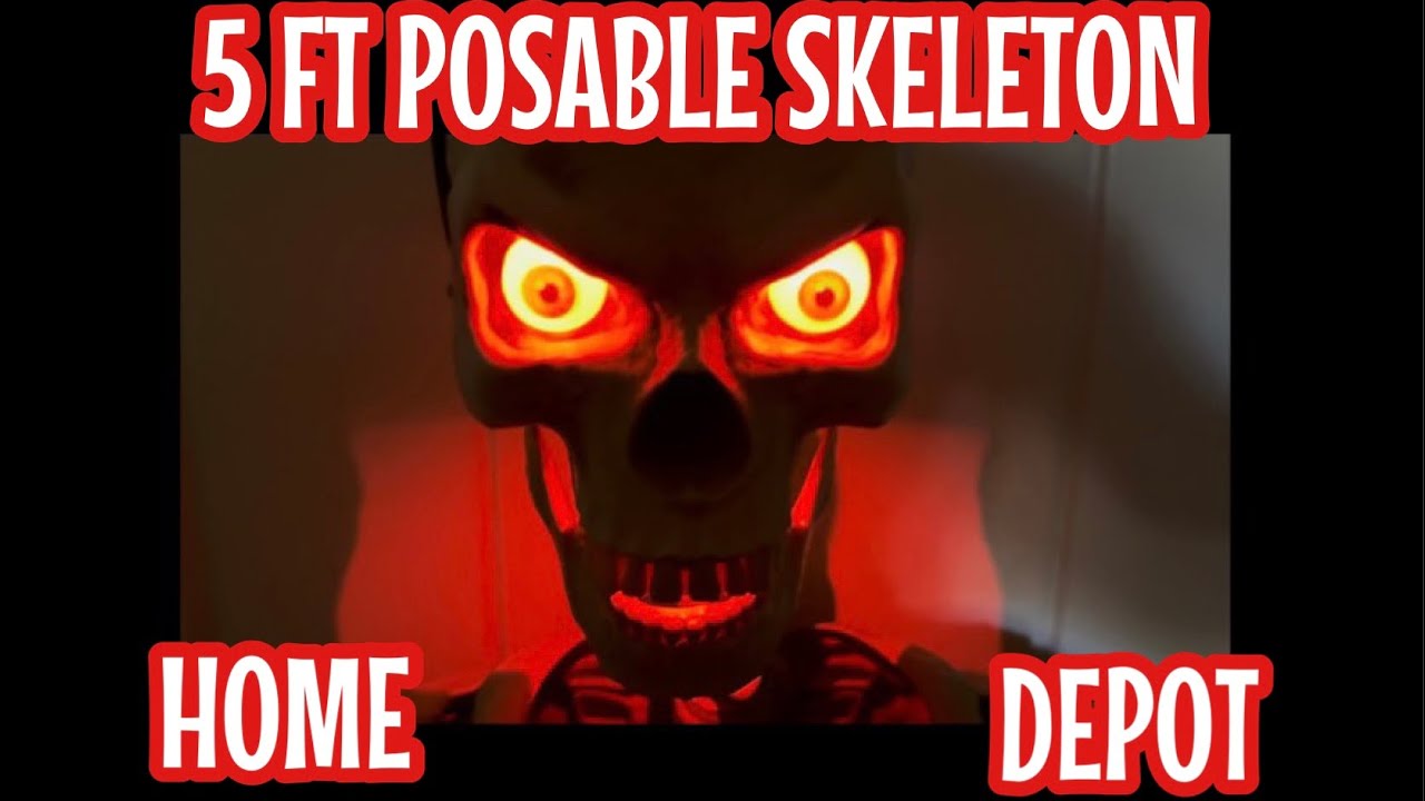 💀5 FT LIFE SIZE Posable SKELETON HALLOWEEN Prop HOME DEPOT💀 - YouTube