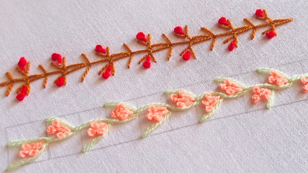 Gorgeous Easy borderline stitch for beginners |hand Embroidery Border ...