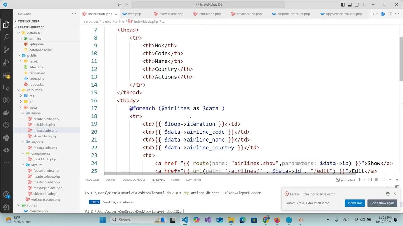 C102-Laravel framework-Delete airport in Laravel framework-18-10-2024-Part II - YouTube