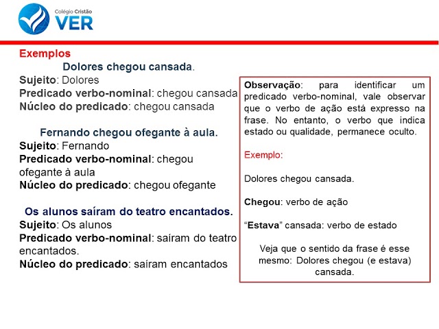 Exemplos De Predicado Verbal Nominal E Verbo Nominal Predicado