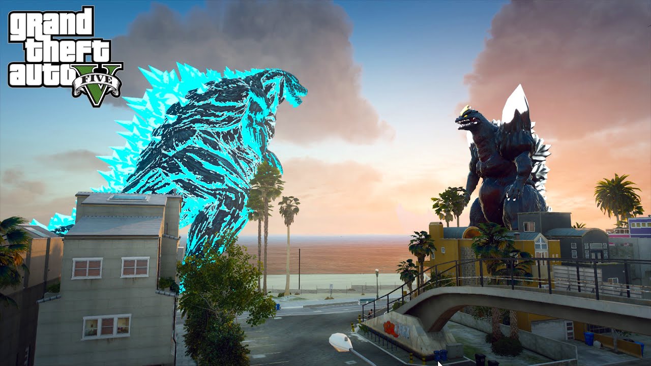 Godzilla Earth Against Space Godzilla - GTA V Mods - YouTube