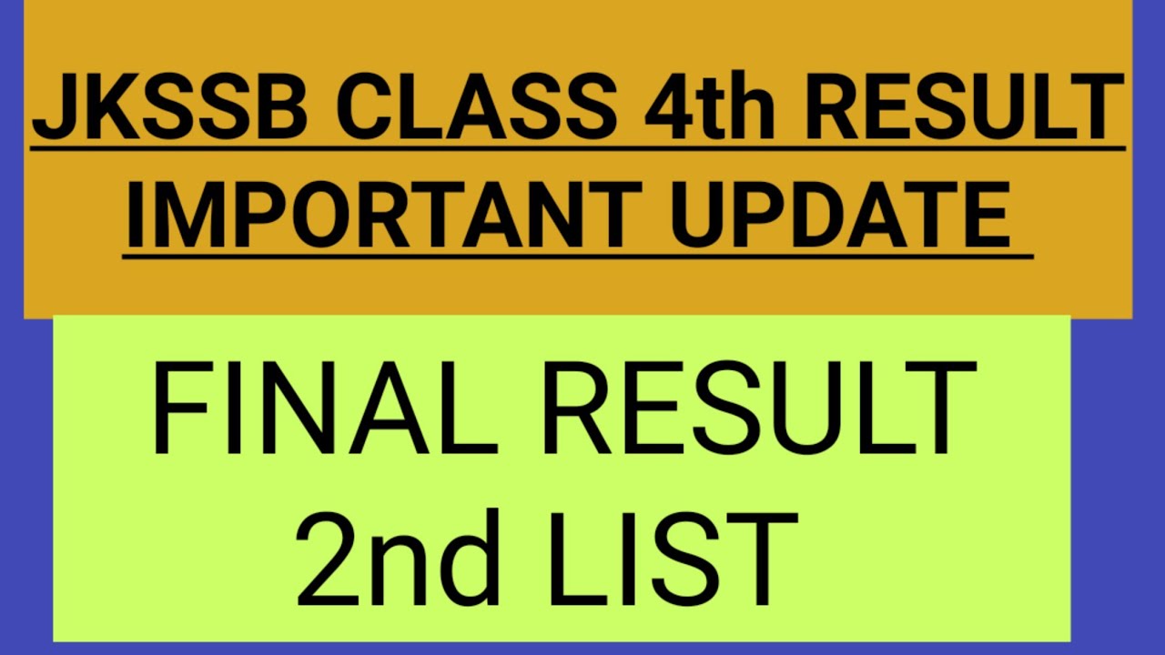 Jkssb Class 4th Final Result Important Update YouTube jkssb-class-4th-final-result-important-update-youtube