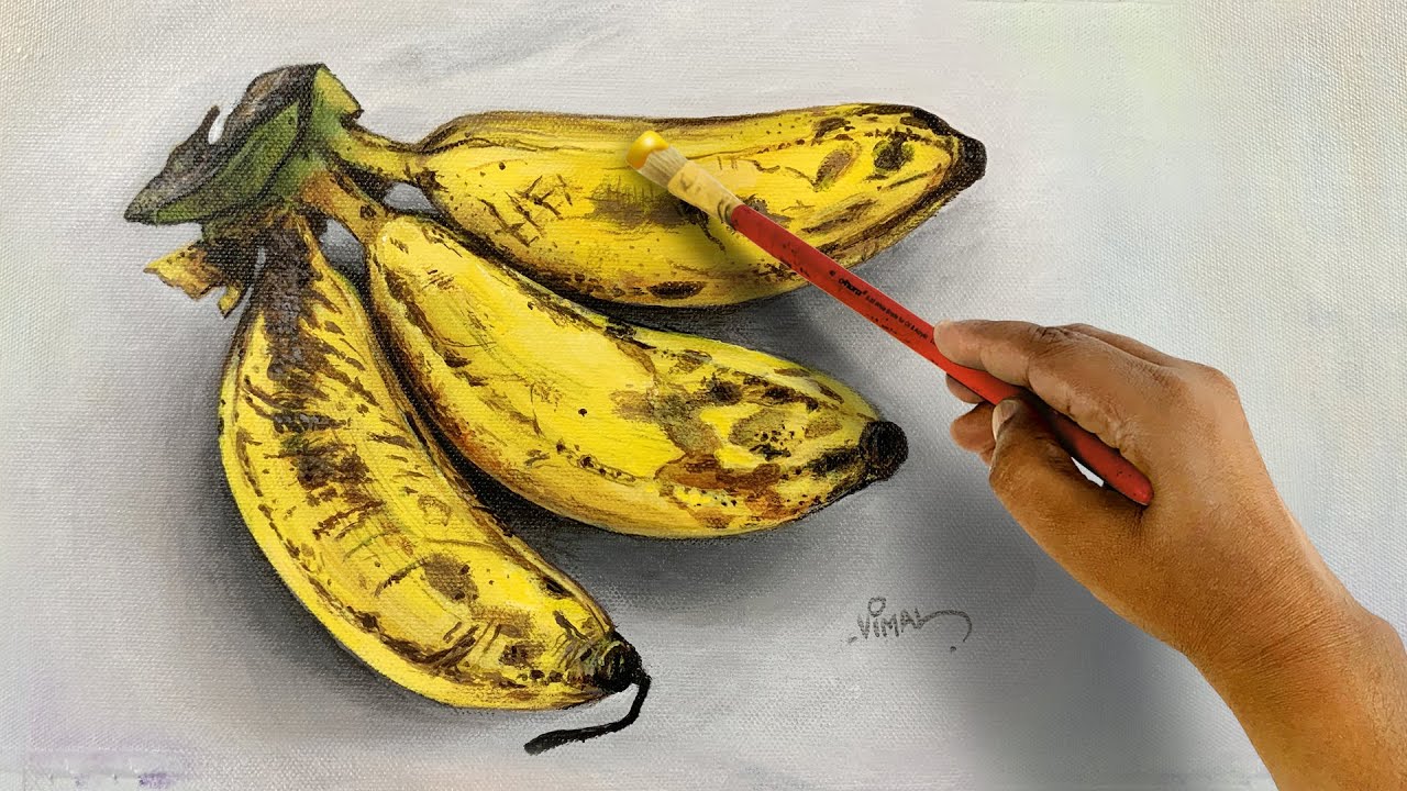 How to draw and paint Banana I Object study I Acrylic I The Artistry of ...