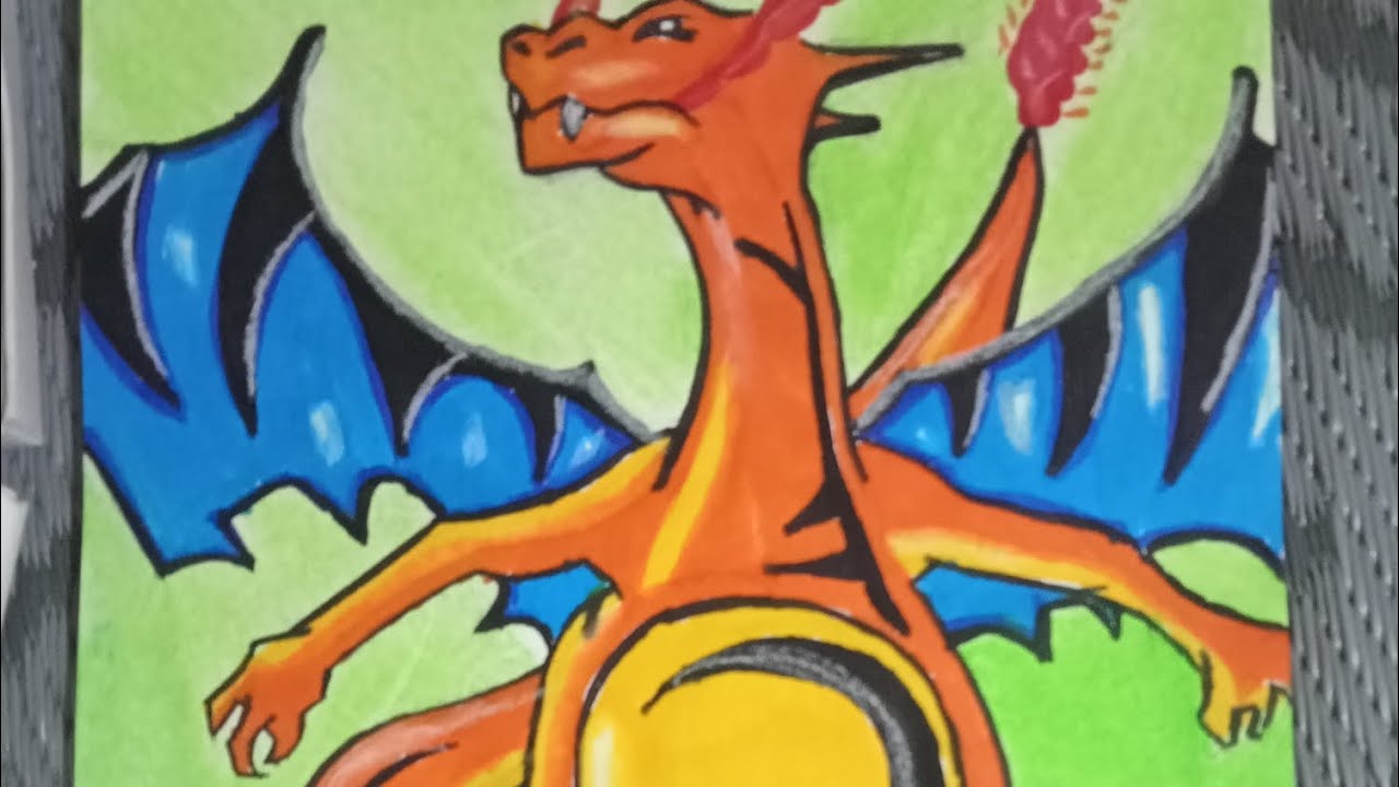 Beautiful Pokemon (Charizard)drawing by using brush pen 🖊️ - YouTube
