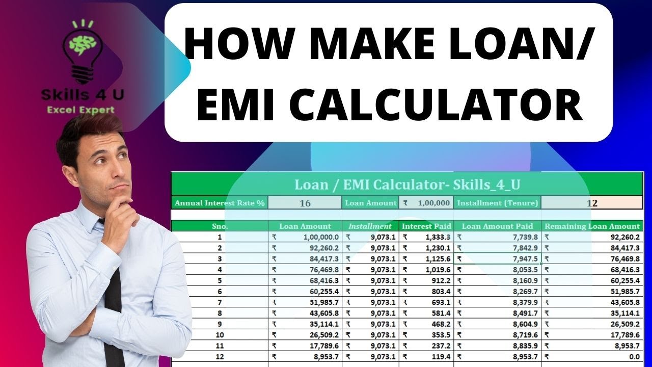 EMI Calculator In Excel YouTube EMI Calculator In Excel YouTube
