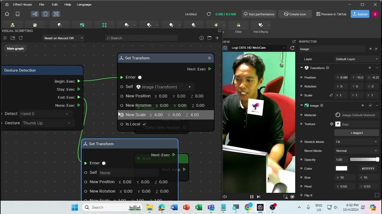 effect house simple visual scripting - hand gesture - YouTube