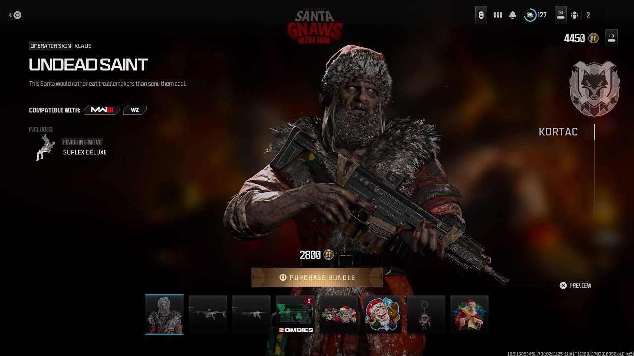 Santa Gnaws Operator Pack - LIVE COD MW3 Zombies - Warzone And Such ...