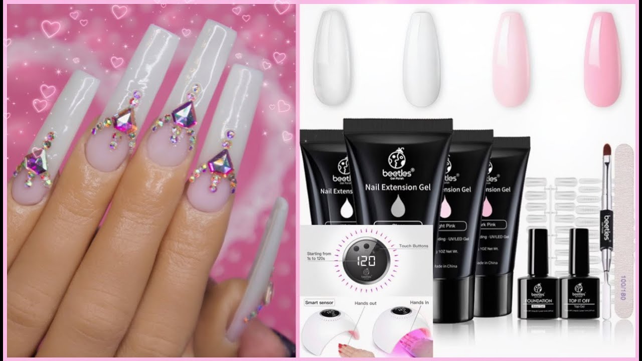Beetles French Polygel Kit & 84W UV/LED Lamp Review I Easy Pink and ...