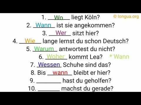 W-Fragen, wo, wohin, woher, wer, wen, wem, wessen, wann, warum, wieso ...