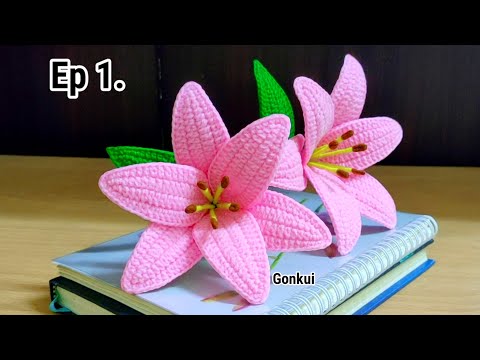 Ep1. Petals 💕 Easy Crochet Lily Pink Flower Tutorial step by step | Crochet Flower Bouquet #crochet