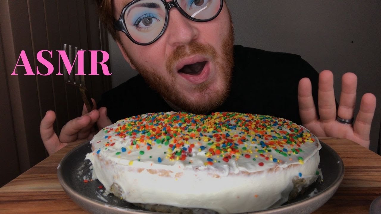 ASMR Funfetti Birthday Cake Squishy Eating Sounds - YouTube