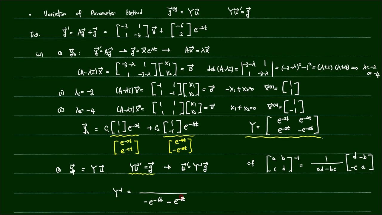 공학수학 1-4장 (Nonhomogeneous System of ODEs, Variation of Parameters 방법) - YouTube