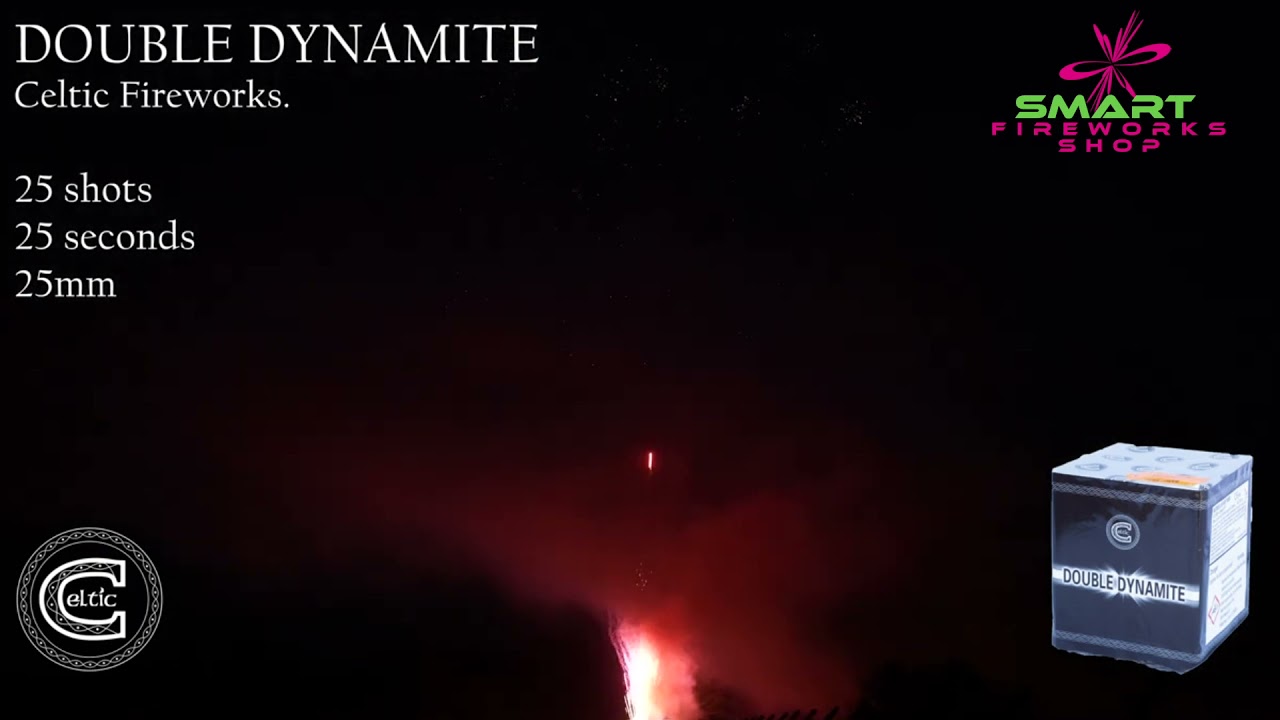 Celtic Fireworks DOUBLE DYNAMITE 25 Shot Barrage Cake CC1385 - YouTube