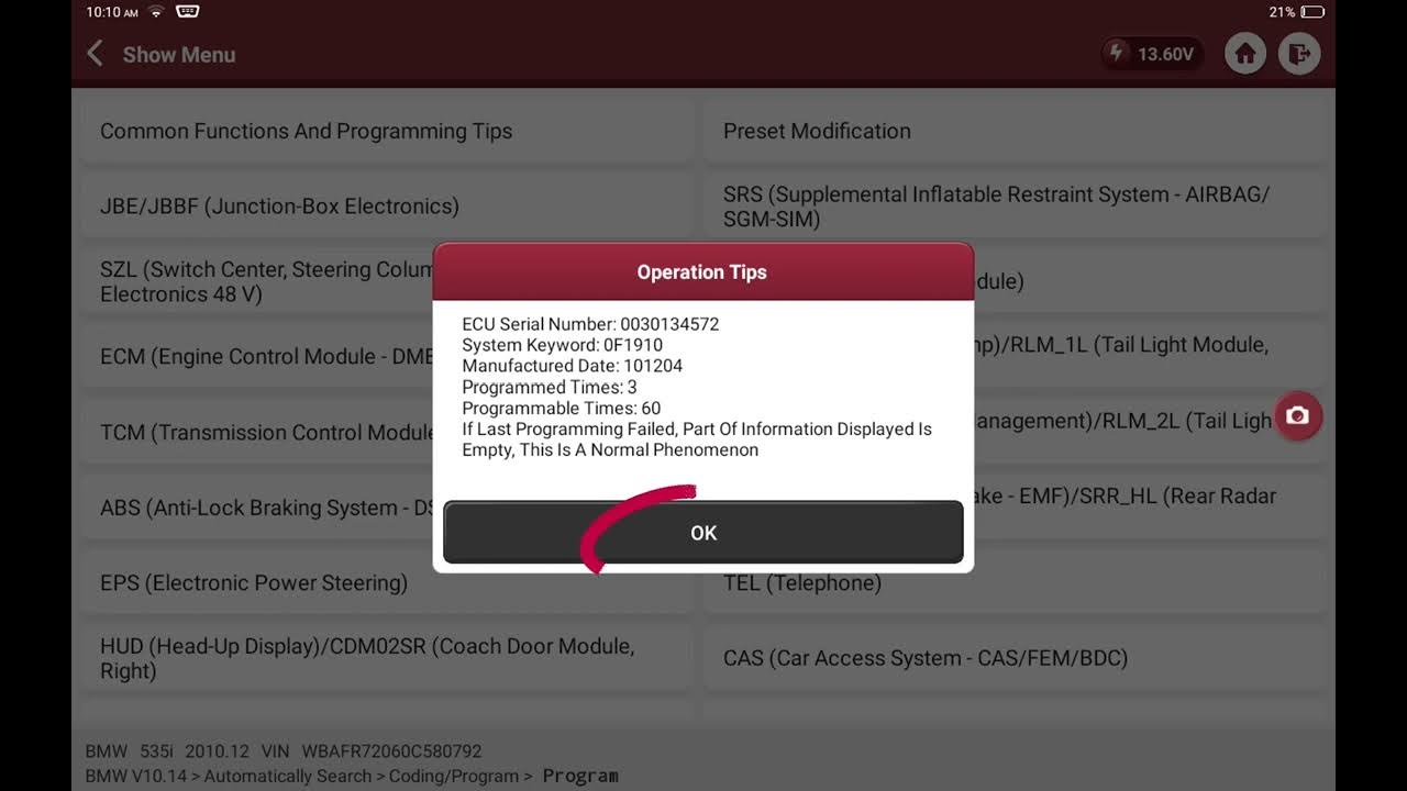 ThinkCar Thinktool Master BMW DTC 201101 Online Programming DTC solve ...