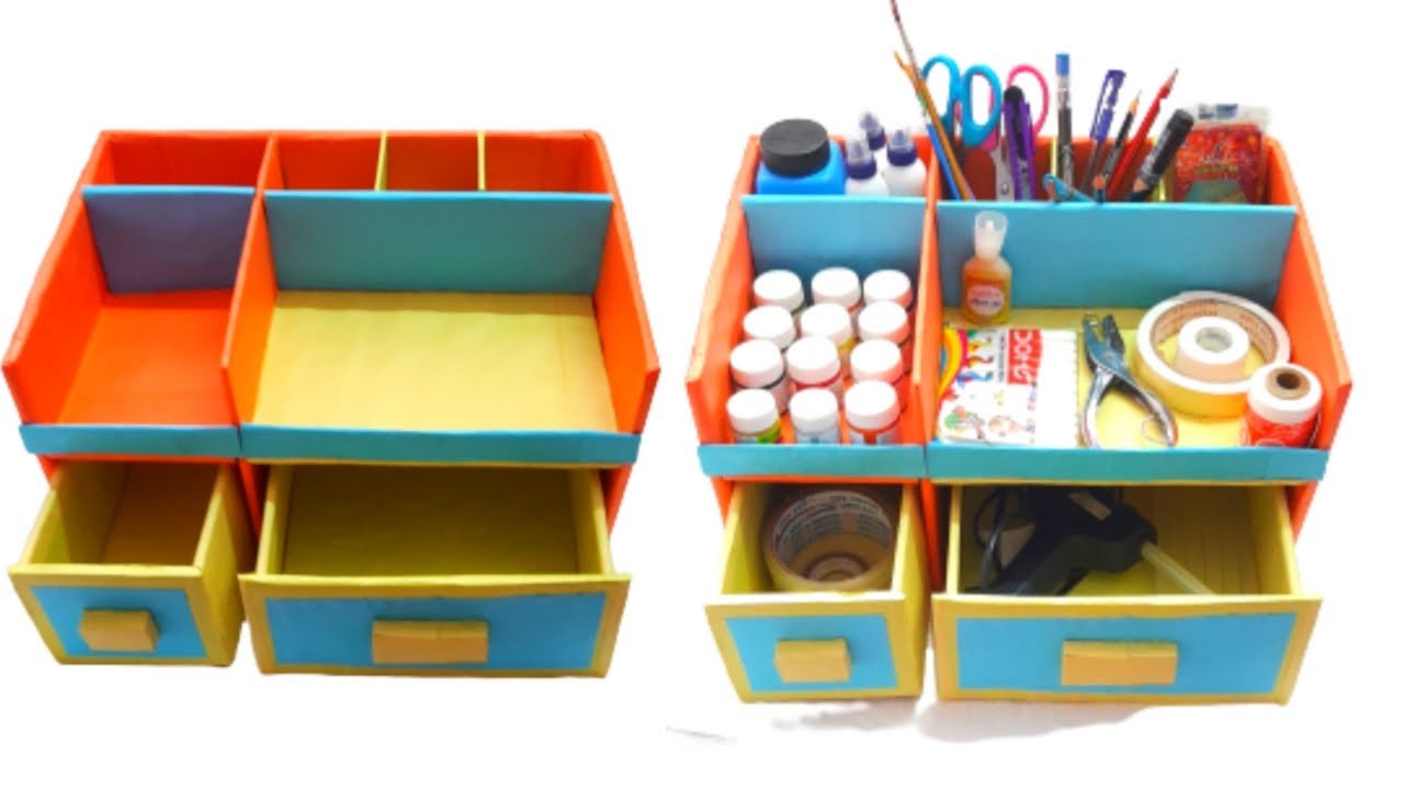 DIY: Craft Material Organizer with Cardboard| How to make craft ...