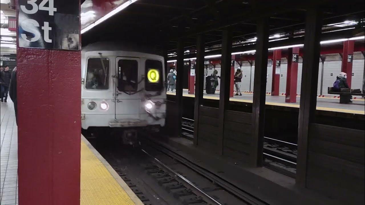 MTA NYCT Subway: 96th Street Bound Pullman Standard Bound R46 (Q) Train Arriving At 34th Street ...