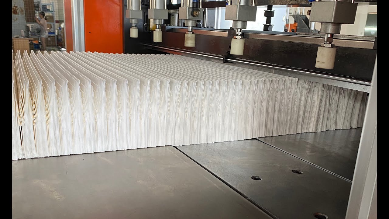 INDRO filter media stepped pleats making machine - YouTube
