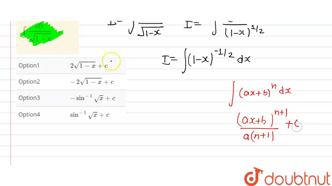  int dx sqrt 1 x YouTube