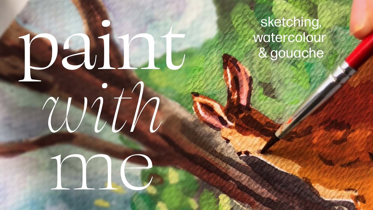 Paint with Me 🌷 Painting a Nature Scene with Gouache 🎨 - YouTube