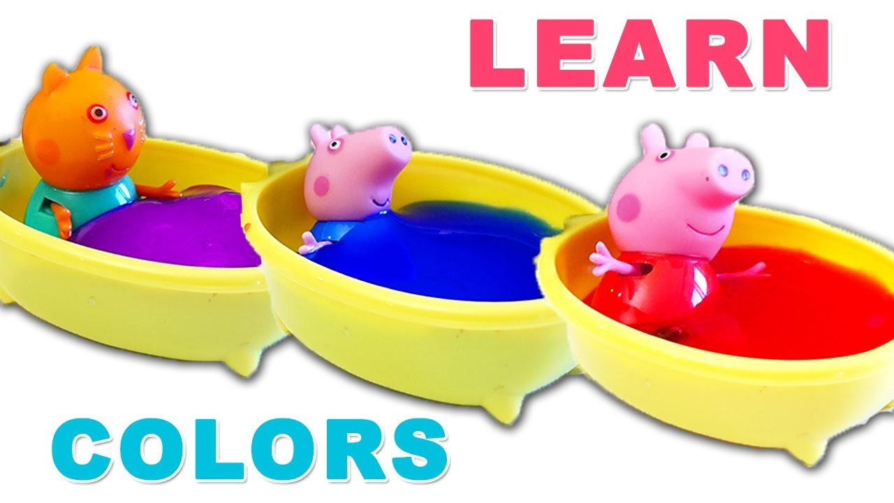 Slime English Family finger & LEARN COLORS With Peppa Pig SLIME Bath ...