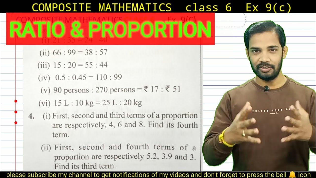 ratio and proportion class 6 ex.9(c) composite mathematics # ...