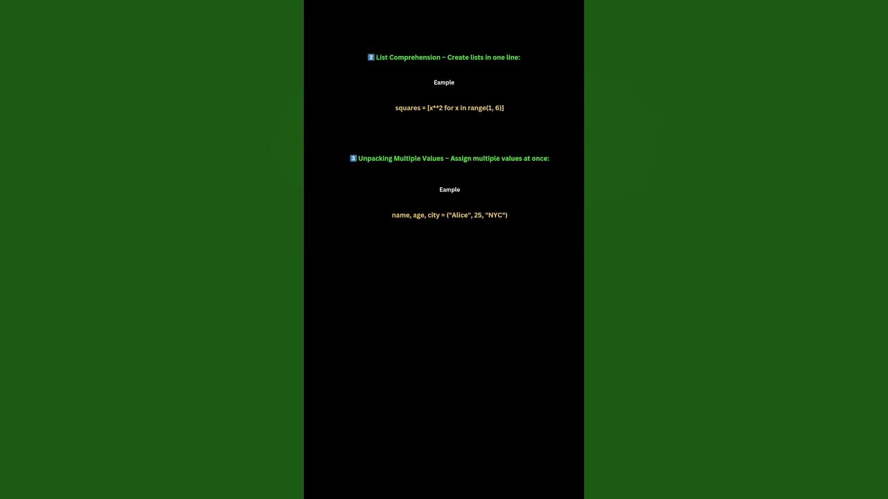 5 python tricks every beginners ! Must Know 🔥 #python #coding #ytshorts ...