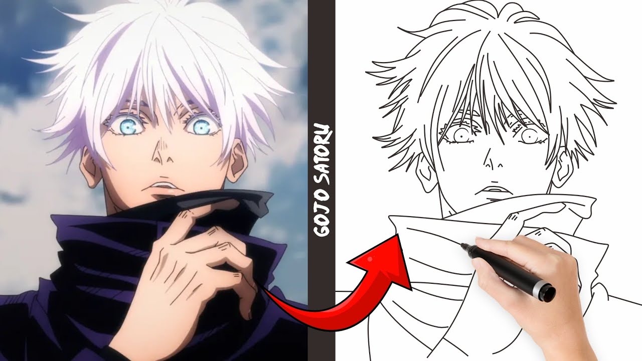 Drawing Gojo Satoru in Anime Jujutsu Kaisen | Ost JJK 2 Ao no Sumika ...