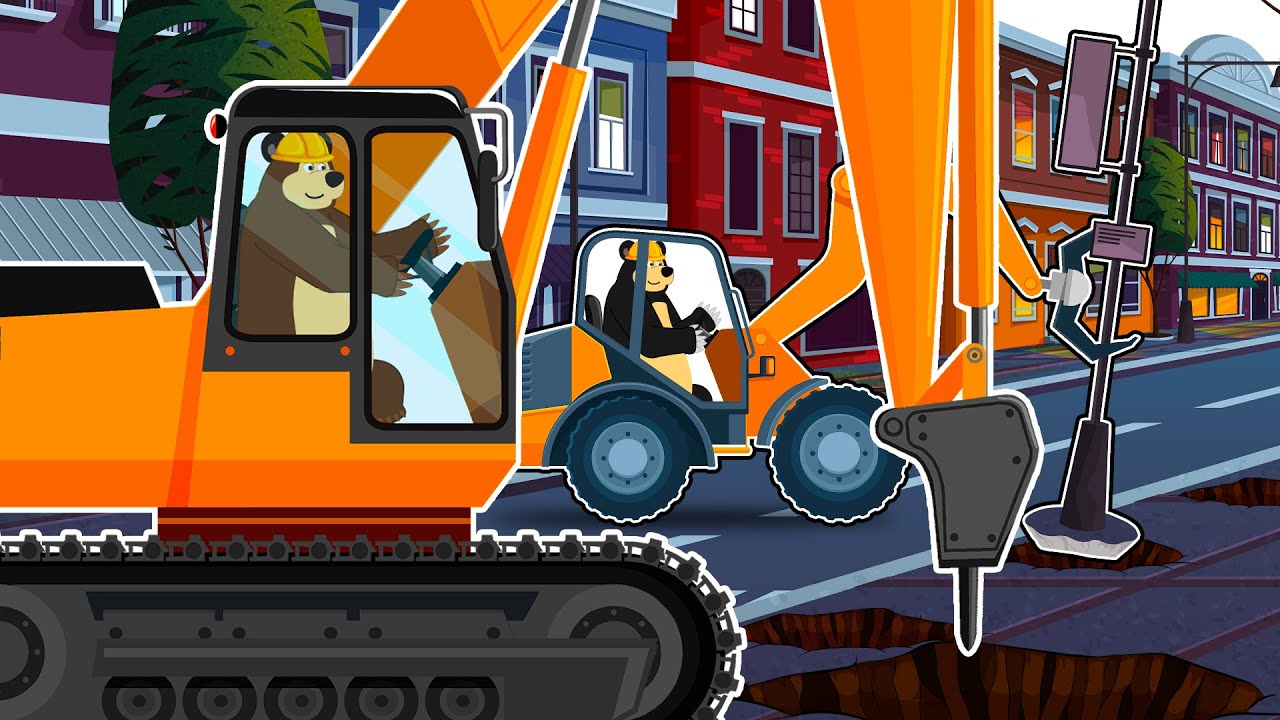 Rock breaker, Cement mixer - Repairing a broken electric pole due | The ...