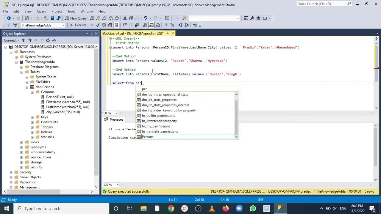 SQL CLASS 8 : Create Table, insert data into Table, Update Table and Delete Data from Table ...