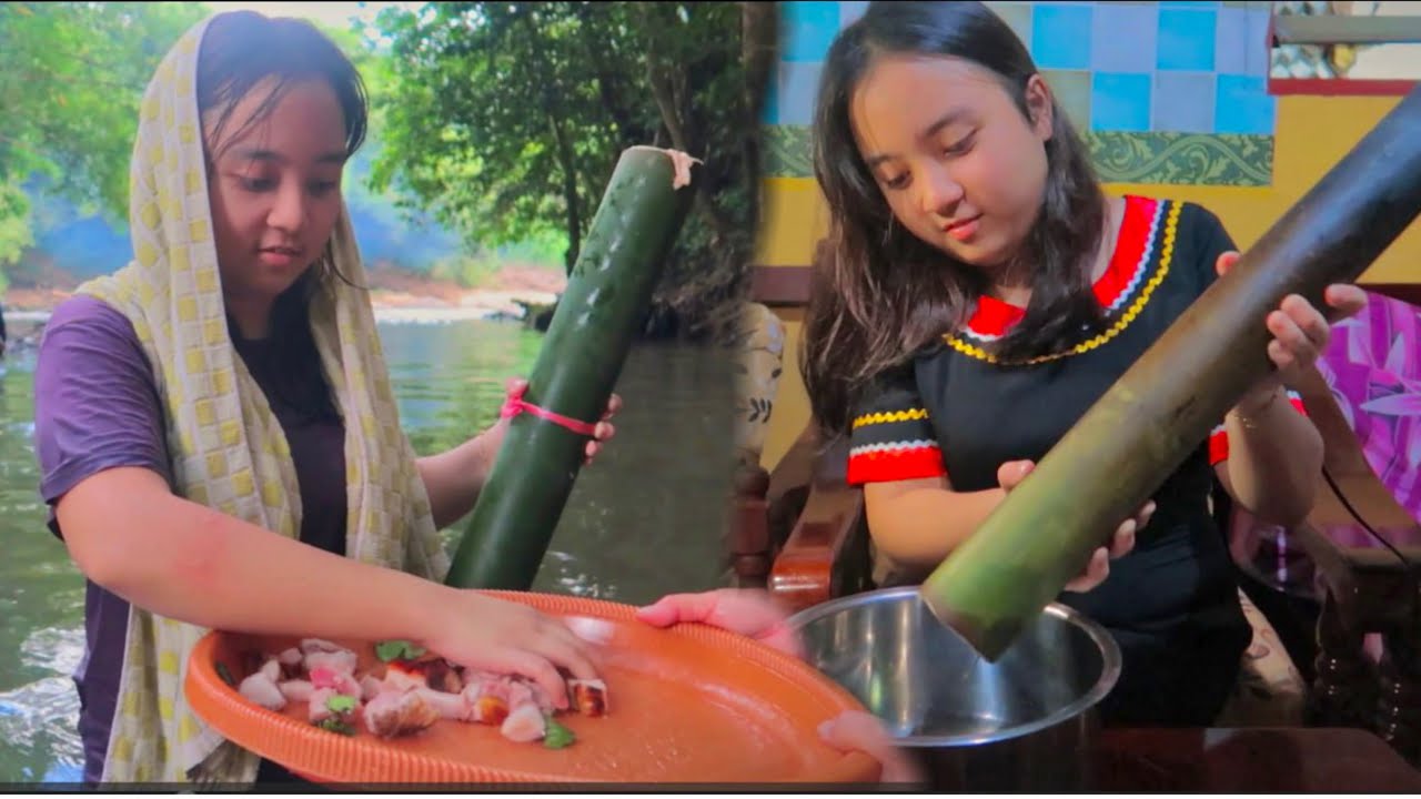 Gadis Sarawak (Bidayuh Cina) masak babi dalam buluh (pansuh oyuak)🐷🎋 ...